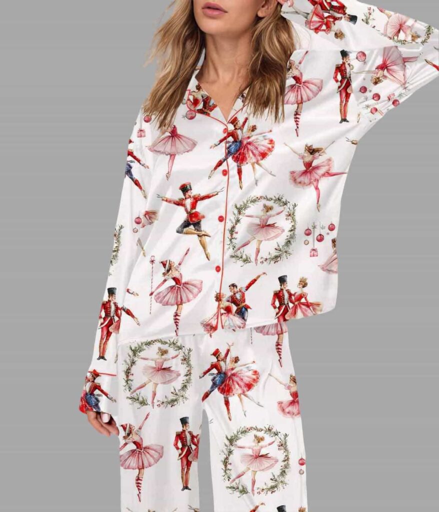 Nutcracker Ballet Dancers Satin Pajama Set For Women - Mofeetee